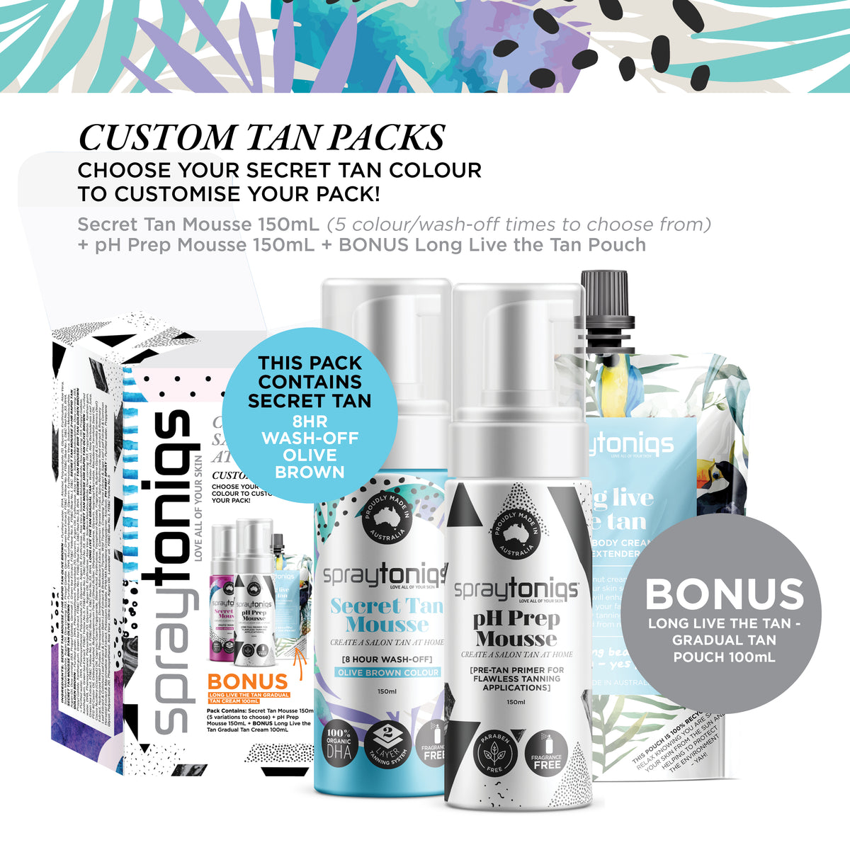 Custom Tan Kits - 8hr Wash Off Olive Brown | Spraytoniqs